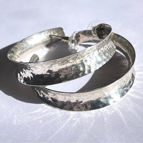 Mexico | Jewelry | Vintage Large 2 Hammered Concave Sterling Silver ...